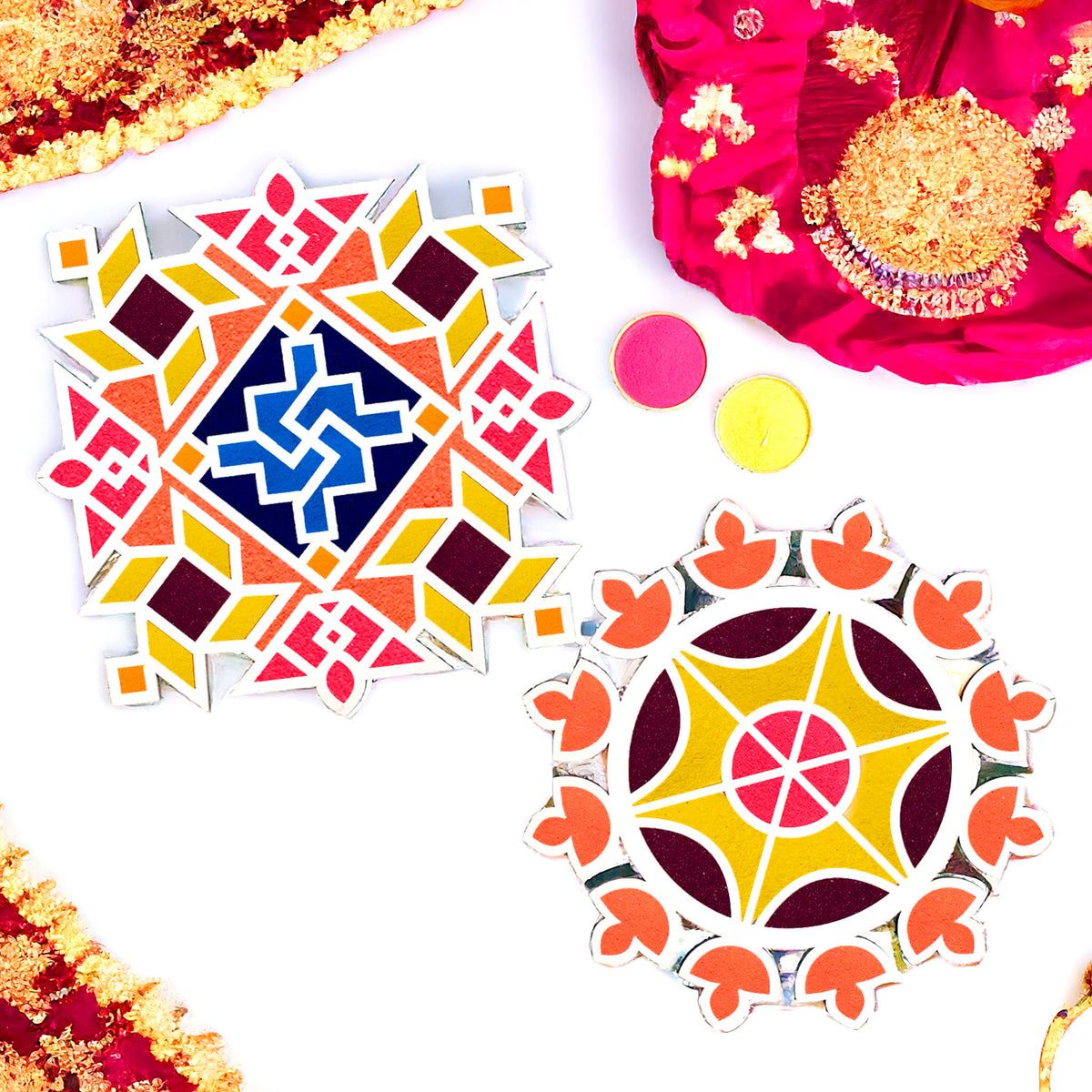 Buy Portable Rangoli Stencil Pallets & Color Set | Satvikstore.in ...
