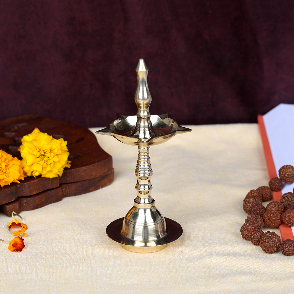 Buy 6 Inch Pure Brass Kerala Inauguration Diya Deepam | Satvikstore.in ...