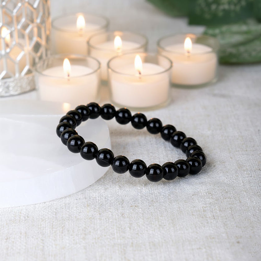 Buy Black Onyx Crystal Bracelet 8MM for Reiki Healing – Satvikstore.in ...