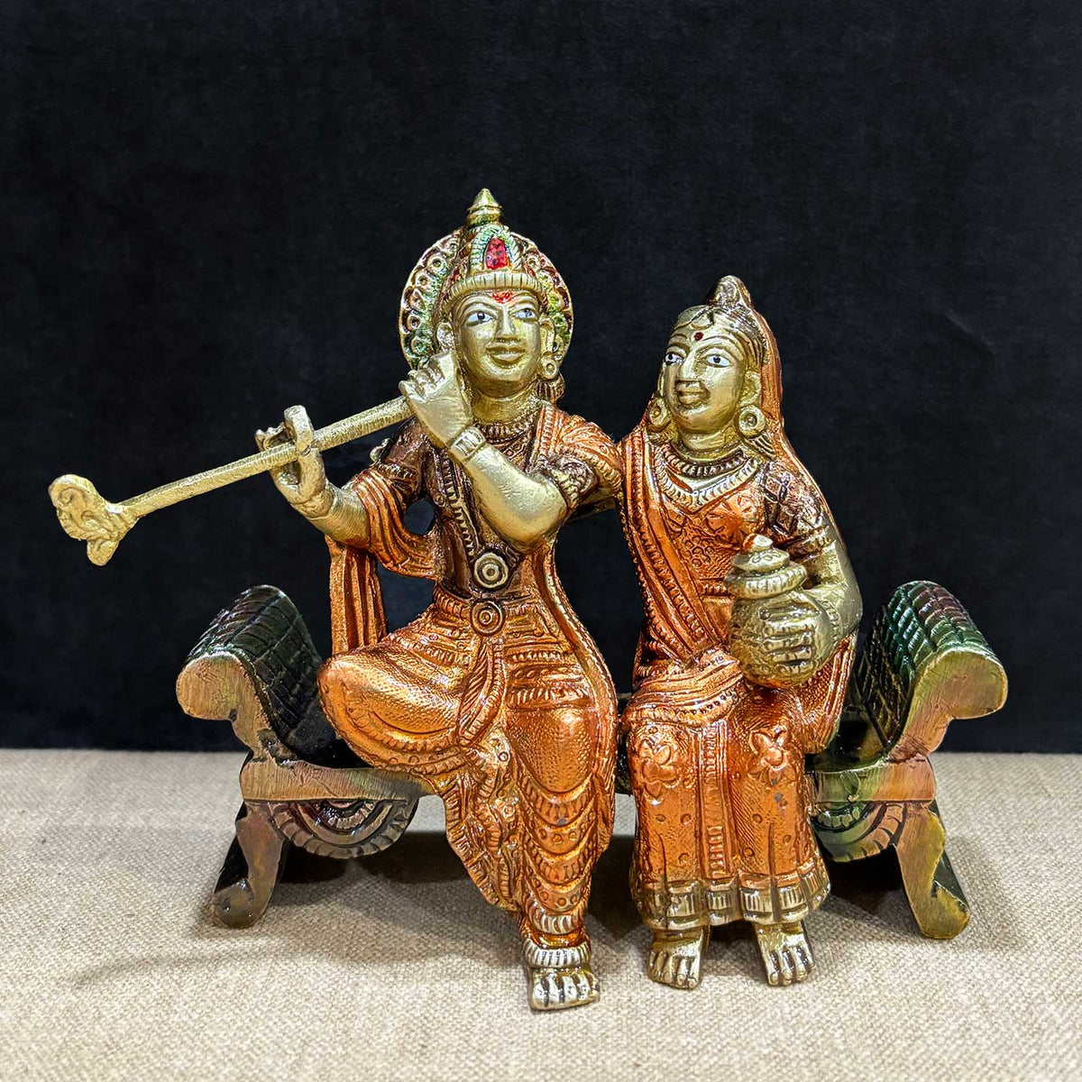Buy Online Brass Radha Krishna sitting on Bench Idol | Satvikstore.in ...