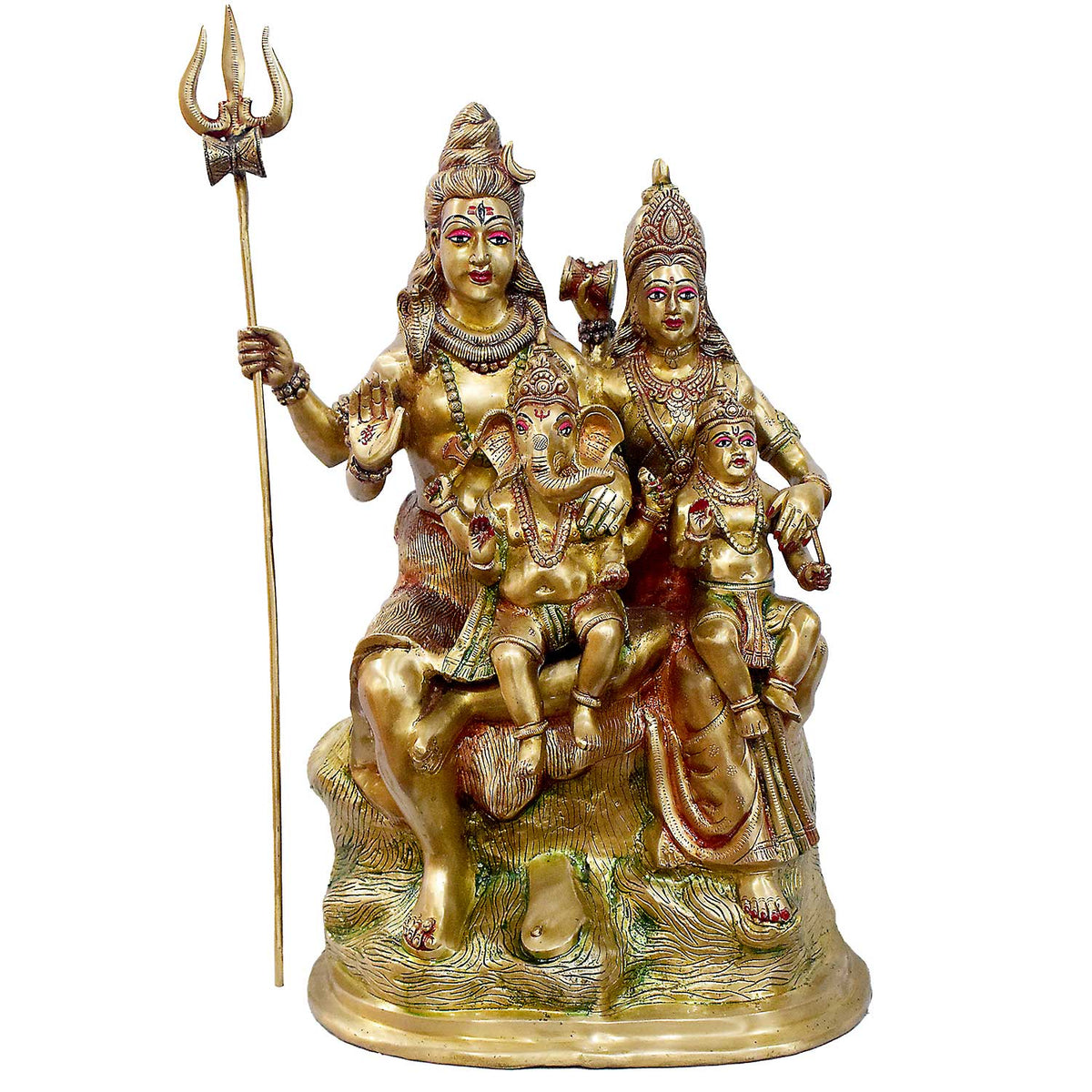 Shop | Brass Shiv Parivaar Idol with Trishul | Online | Satvikstore.in ...