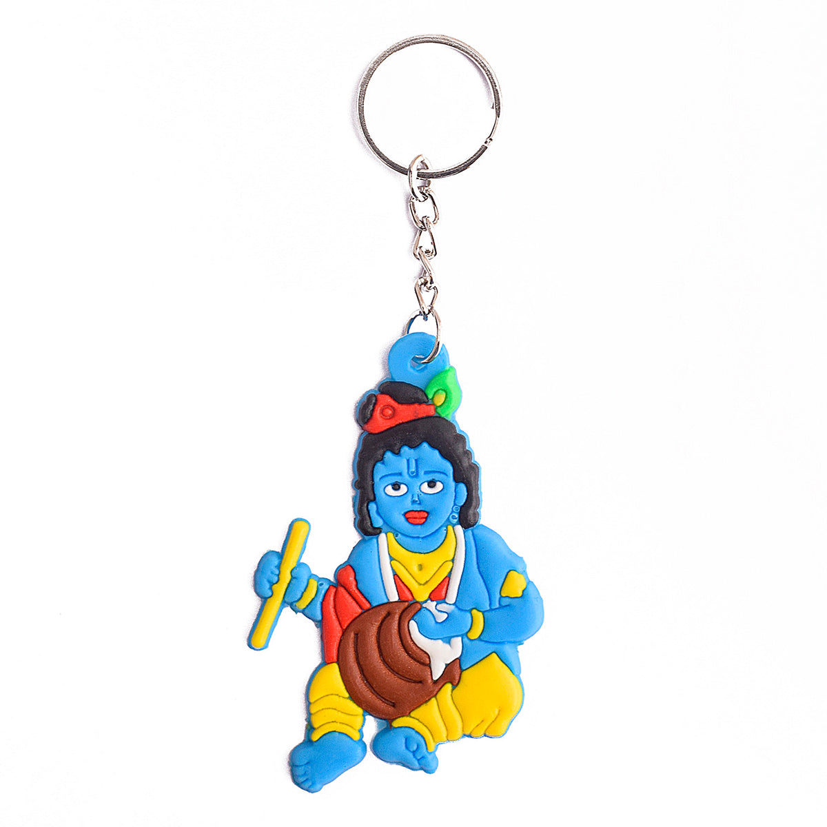 Blessings Pvc Sitting Makhan Matki Krishna Keychain – satvikstore.in