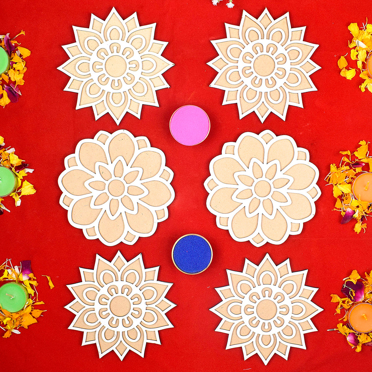 Buy Portable Rangoli Stencil Pallets & Color Set | Satvikstore.in ...