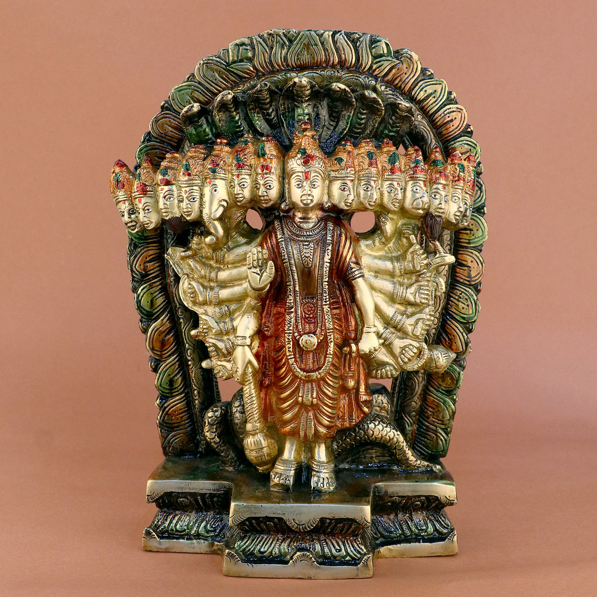 Brass Virat Dusmukhi Vishnu Swaroop Statue – Large – satvikstore.in