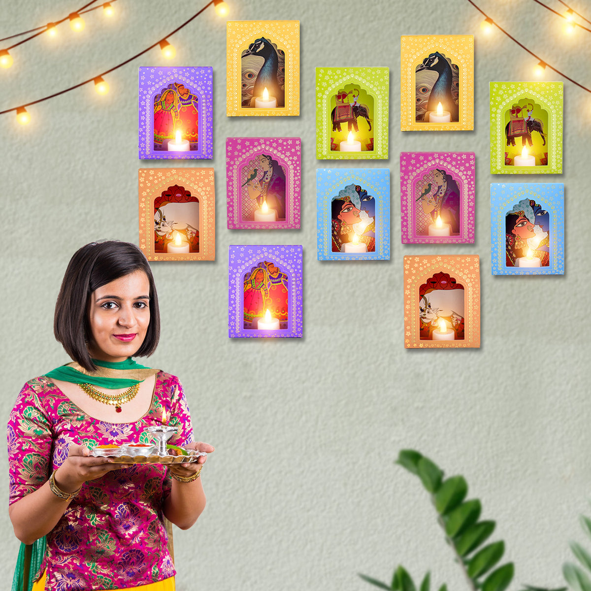 LED Deep Mala Diwali Decorations with LED Candles: Traditional Hanging ...
