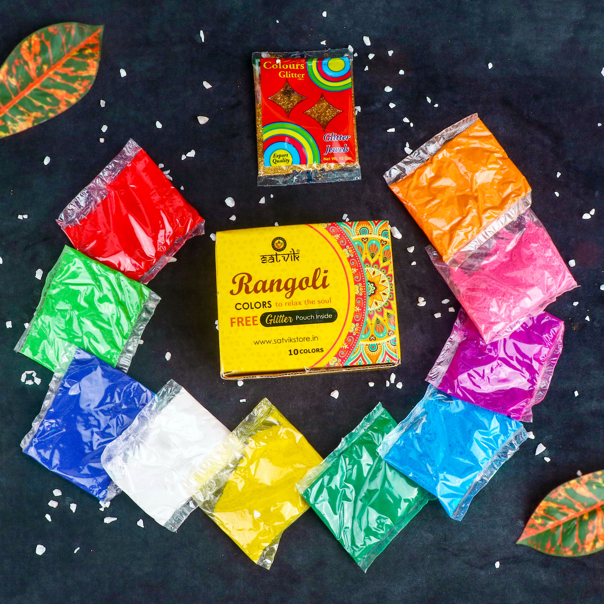 Buy Online | Rangoli Colors (10 Pc Pouch Pack) | Satvikstore.in ...